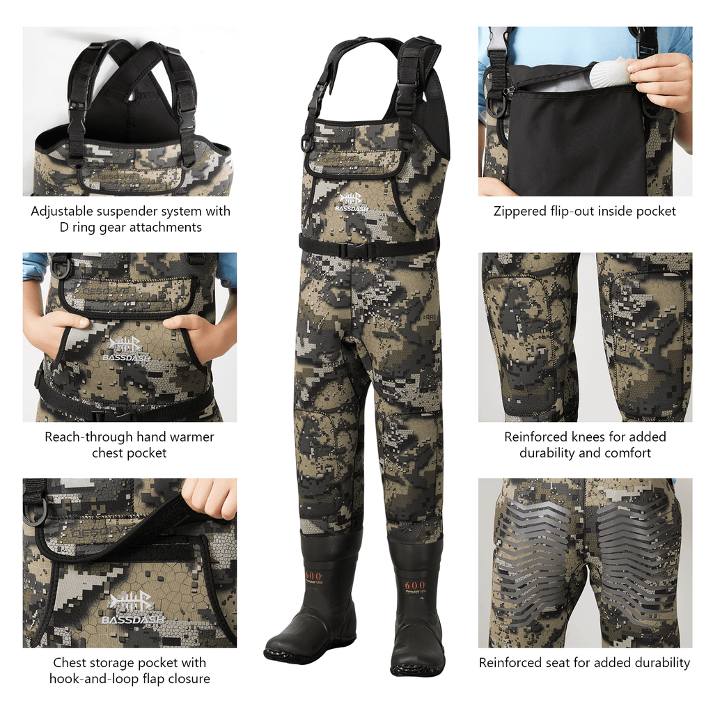Neoprene Youth Waders with 600g Insulated Rubber Boots