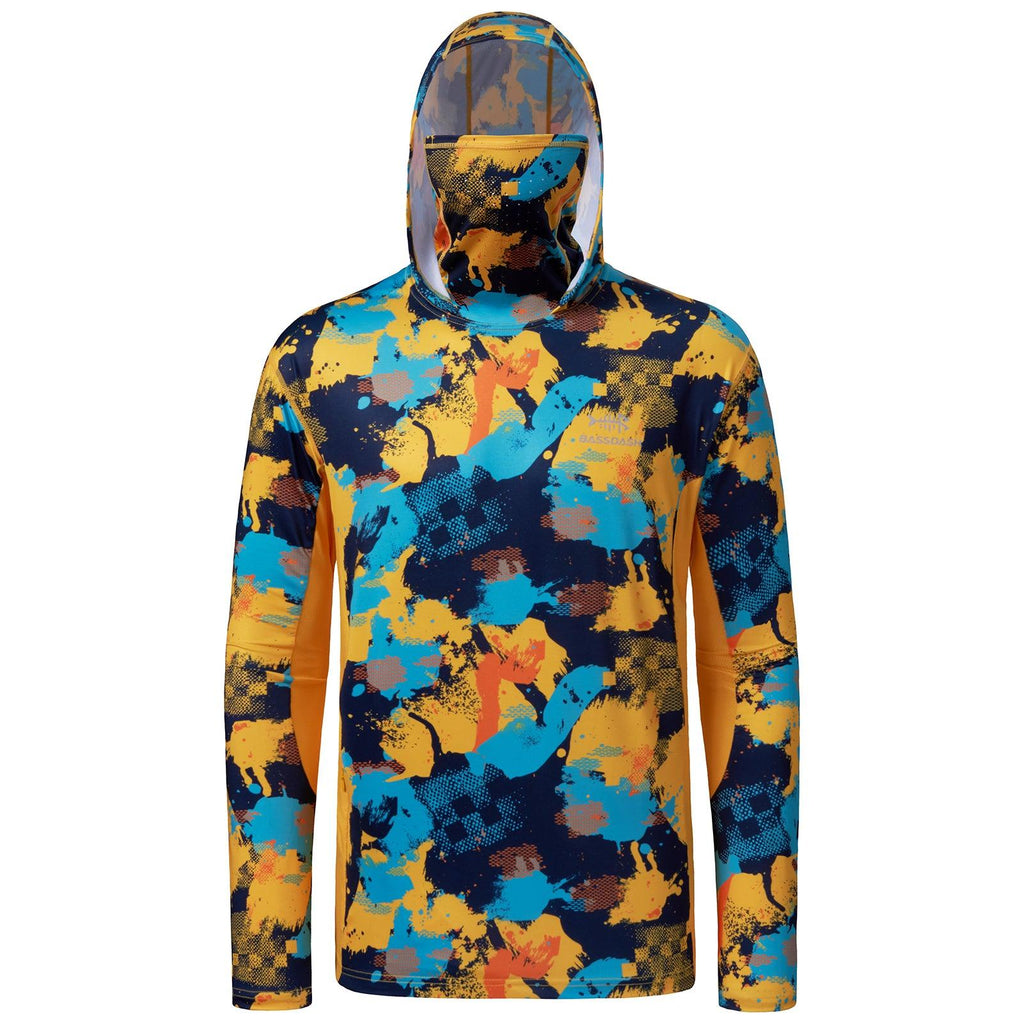 Men's UPF 50+ Camo Fishing Hoodie Shirts with Face Cover FS25M